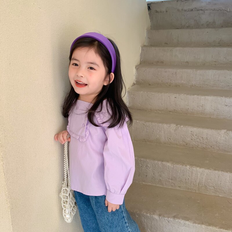 Girls Autumn cute lacework patchwork blouses pure ... – Grandado