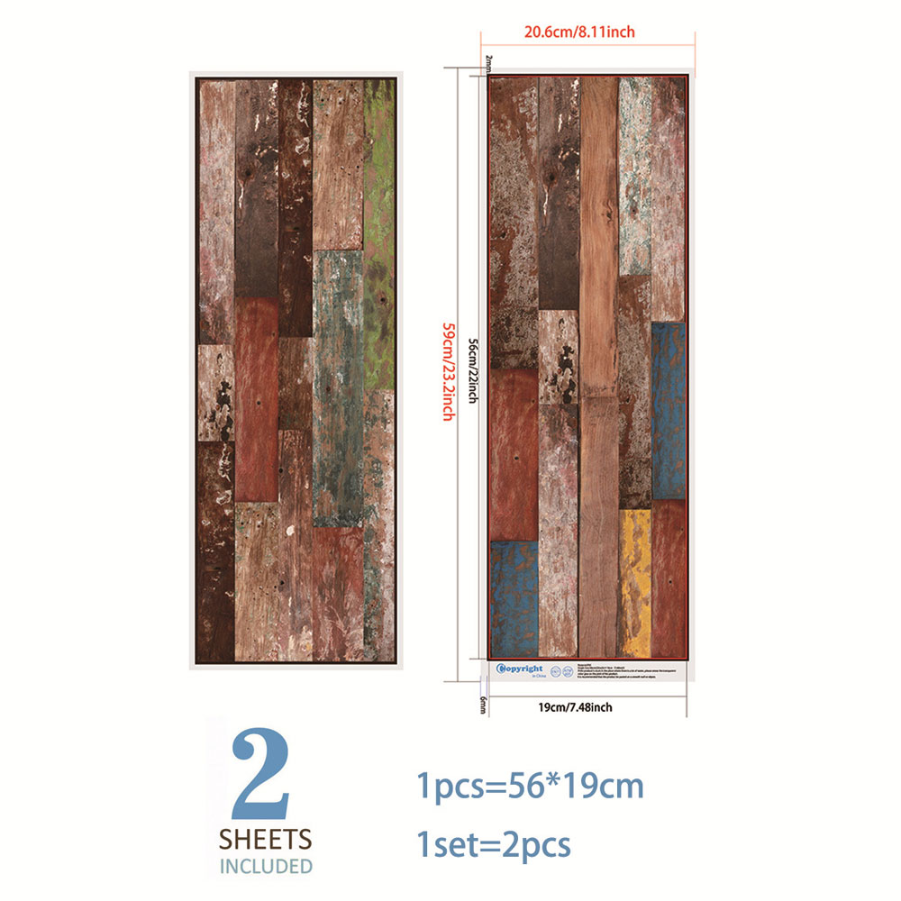 Wood grain pattern 3D wall sticker living room bed... – Grandado