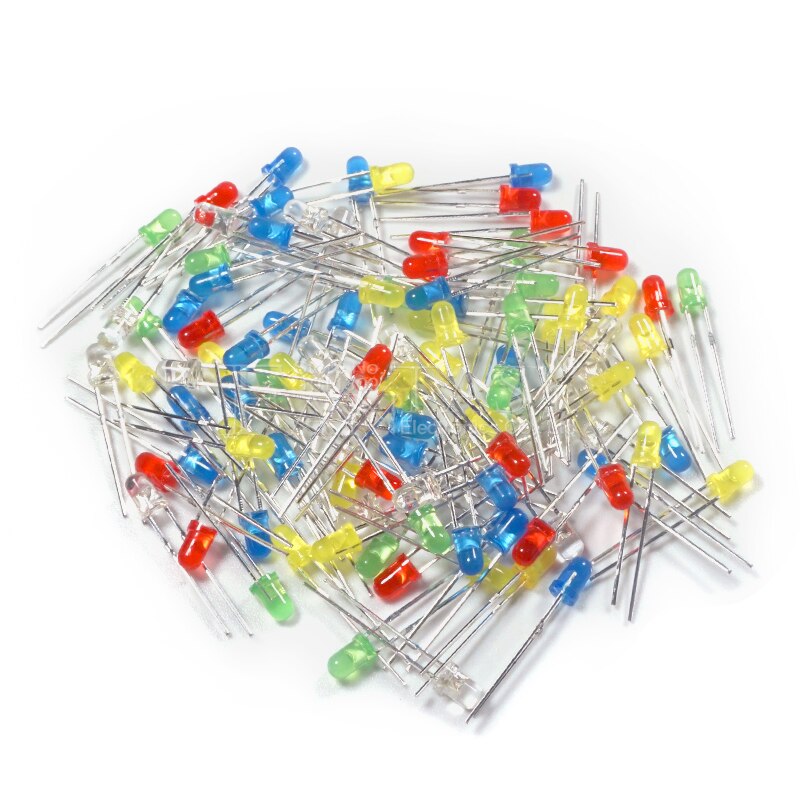 5 farver *20 stk= 100 stk 3mm led diode lys assort... – Grandado