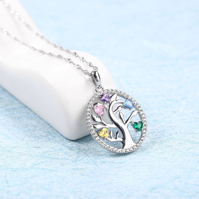Sterling Silber 925 Baum Des Lebens Anhänger Bunte... – Grandado