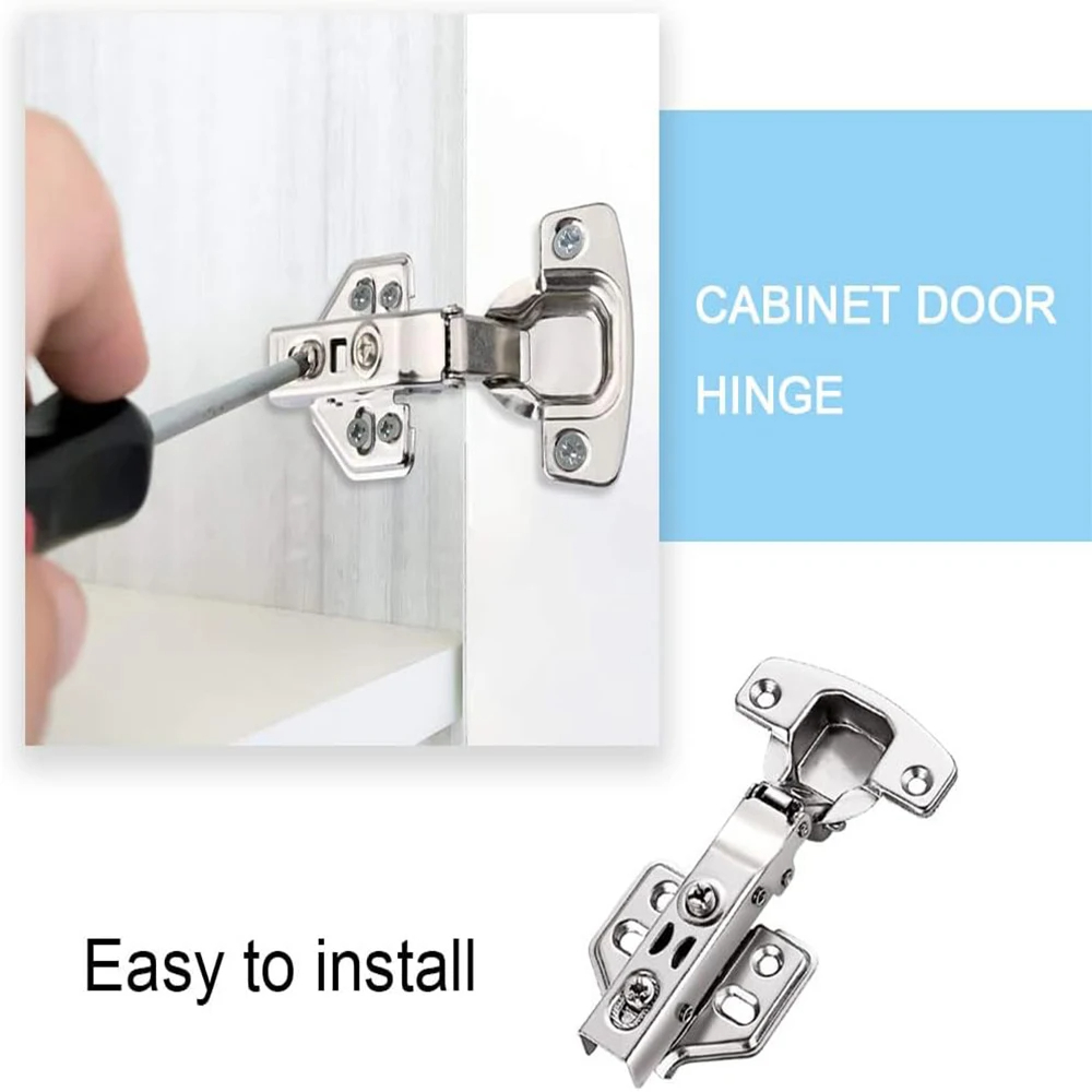 2 Pcs Stainless Steel Cabinet Door Hinges Hydrauli... – Grandado