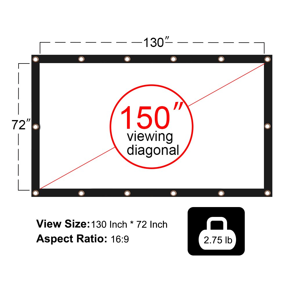 Projector Screen 150 Inch 16:9 HD Foldable Anti-Cr... – Vicedeal