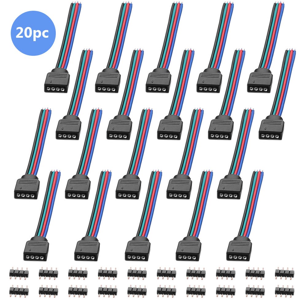 20 Stks/set 4 Pins Rgb Connectoren Wire Kabel Voor... – Vicedeal