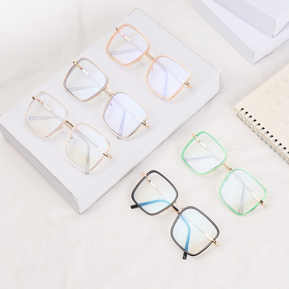 Trend Large Square Women Eyeglass Frames Anti Blue... – Grandado