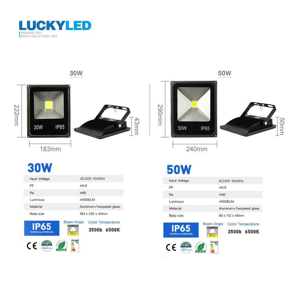 Luckyled Led Spotlight Outdoor 50W 30W 20W 10W Led... – Grandado