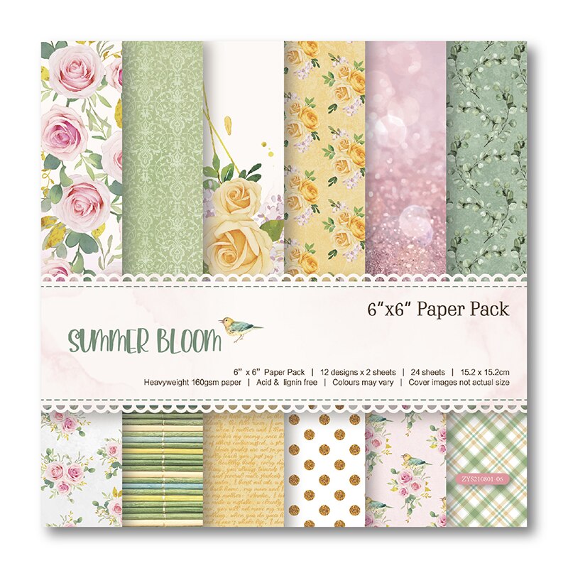 24 sheets 6"X6"Paper Summer Bloom pack P... – Grandado