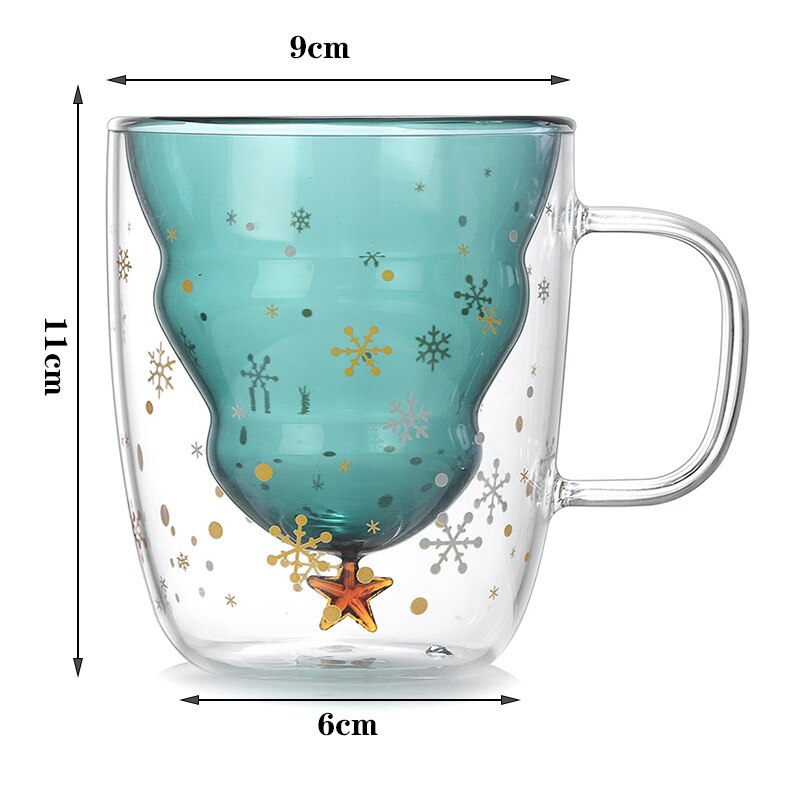 Christmas Double Layer Glass Cup 300ml Double-Laye... – Grandado