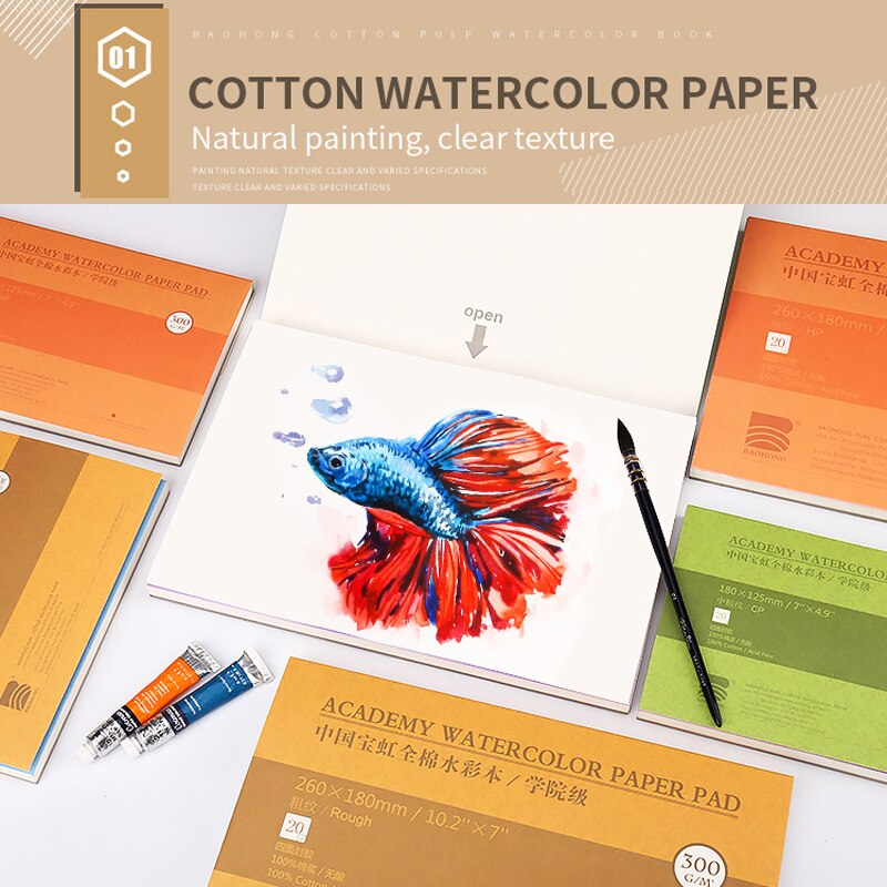 38x26cm 300g/m2 Cotton Watercolor Book 20Sheets Ha... – Grandado