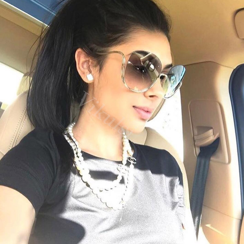 Rimless Gradient Sunglasses Women Luxury Brand Ove... – Grandado