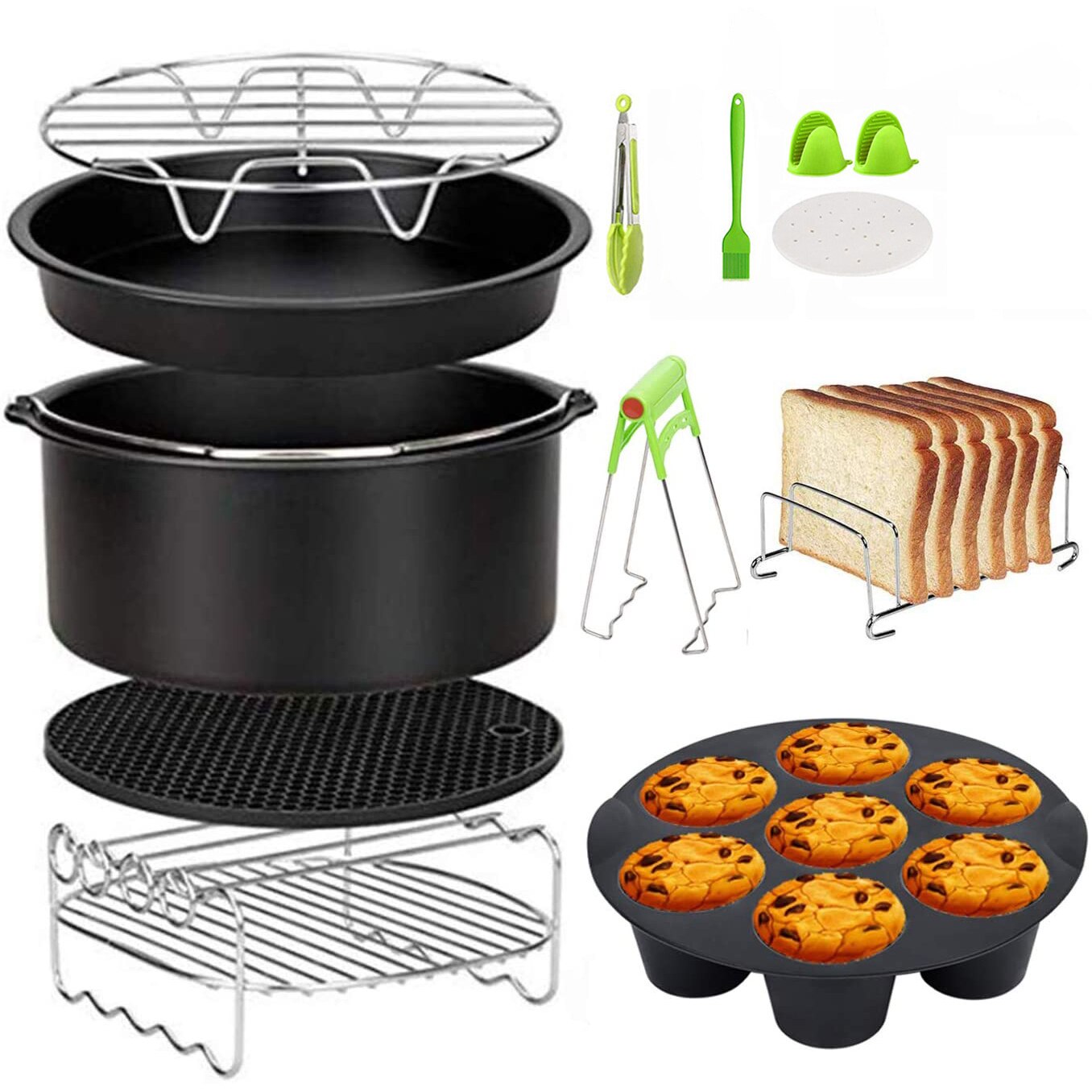 12Pcs Air Fryer Accessories Fits All 3.5QT - 7.2QT... – Grandado