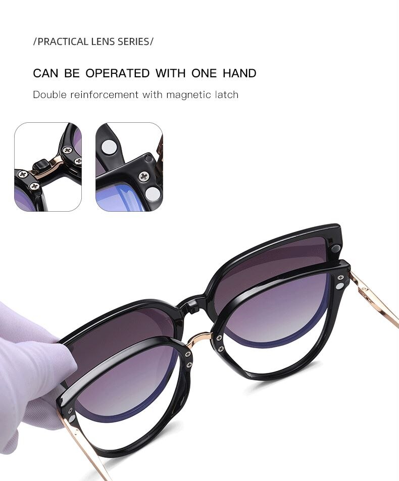 cat eye Magnet Sunglasses female eyeglasses Polari... – Grandado