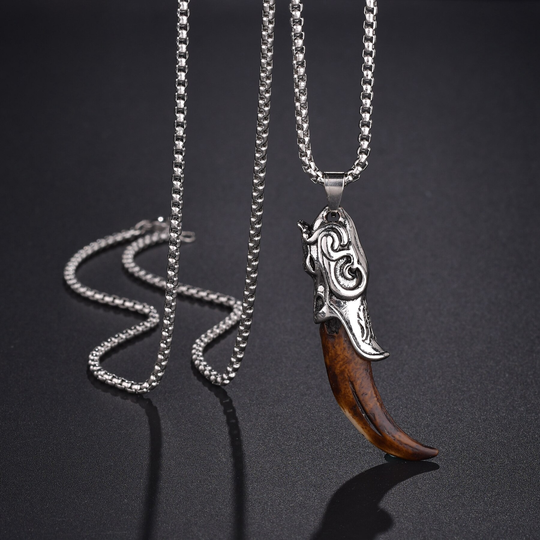 Hip-Hop Punk Gothic Wolf Tooth Men Necklace Resin ... – Vicedeal