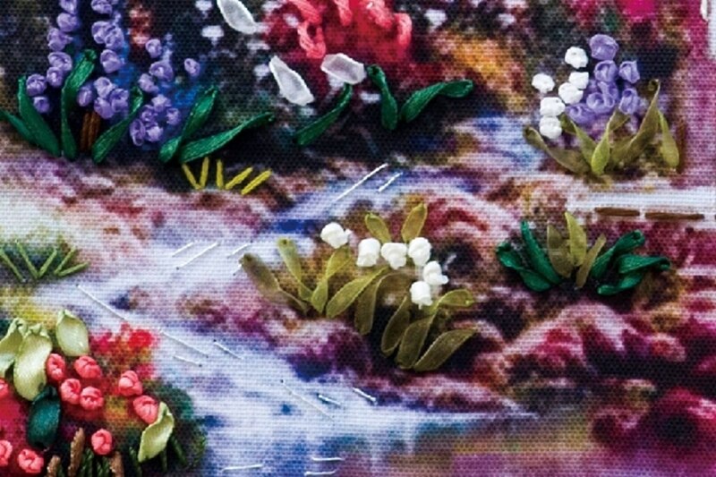 60X50cm Cherry Garden DIY Ribbon Embroidery 3D Emb... – Grandado