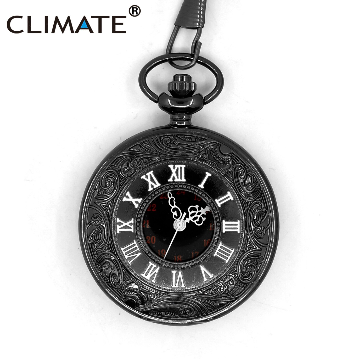 Roman Number Pocket Watch Men Black Retro Pocket W... – Vicedeal