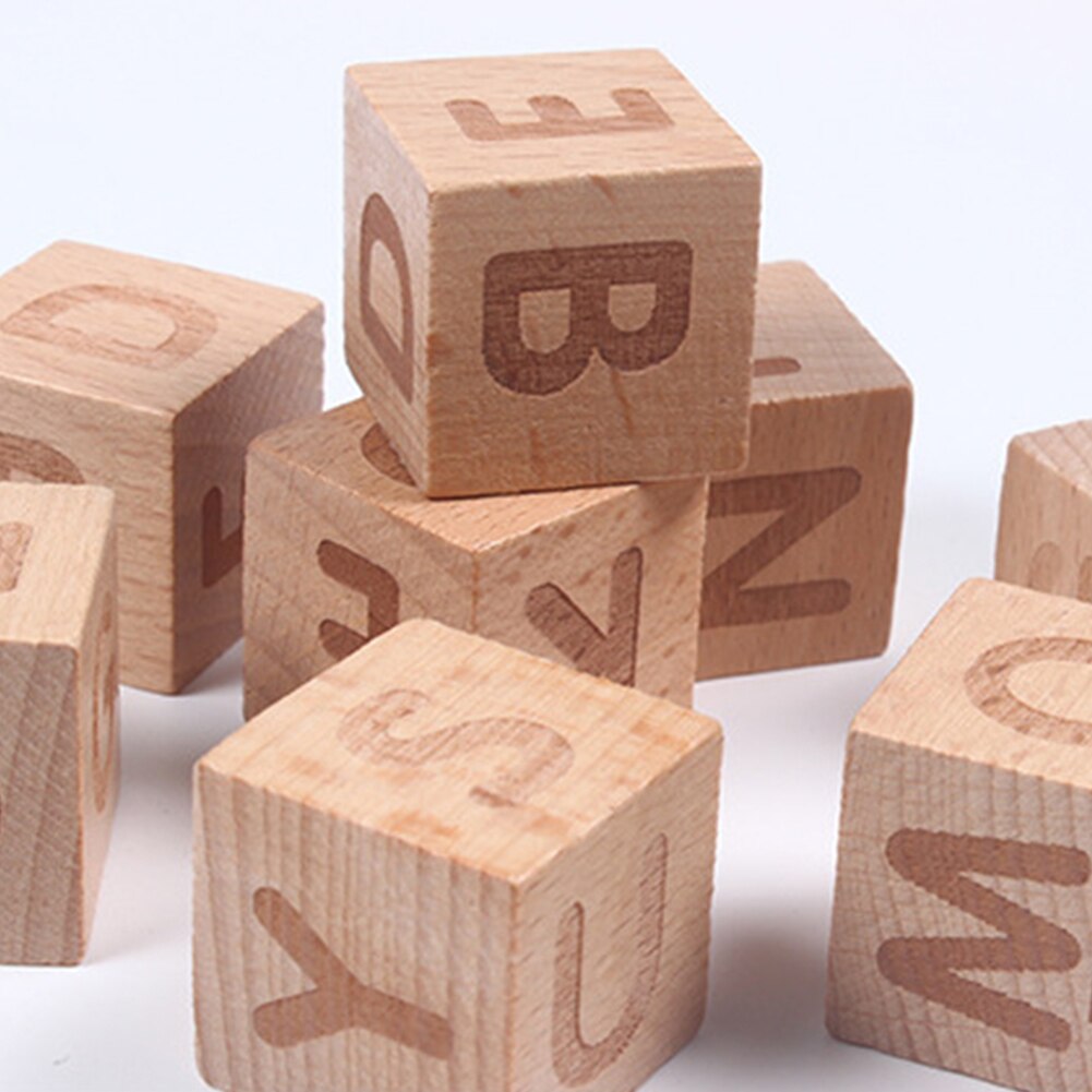 Wooden Alphabet English Word Puzzle Cubes Paper Ca... – Grandado