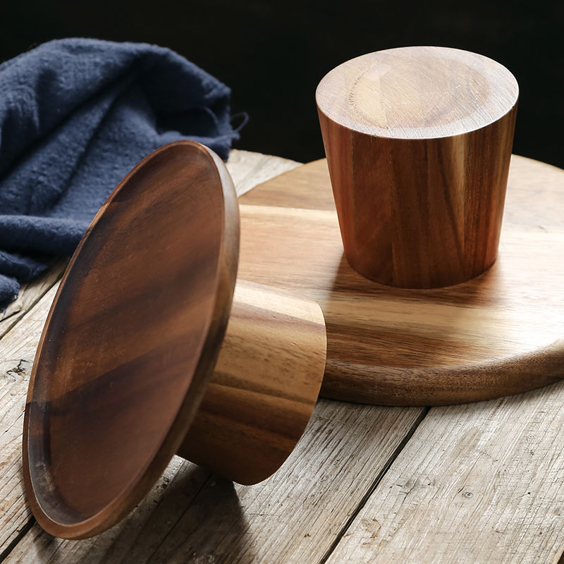 Cake tray solid wood retro tall modern Japanese-st... – Vicedeal