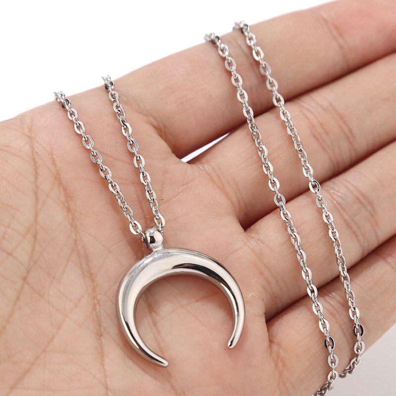 stainless steel Moon Chain Necklace Half Moon Pend... – Grandado