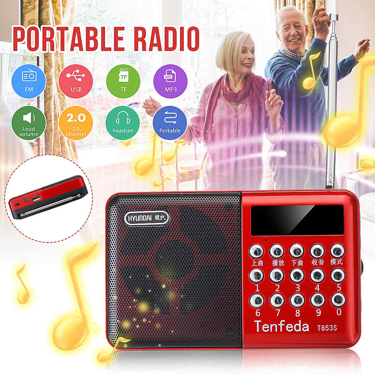 Mini Radio portátil de 28W, reproductor de Radio D... – Grandado