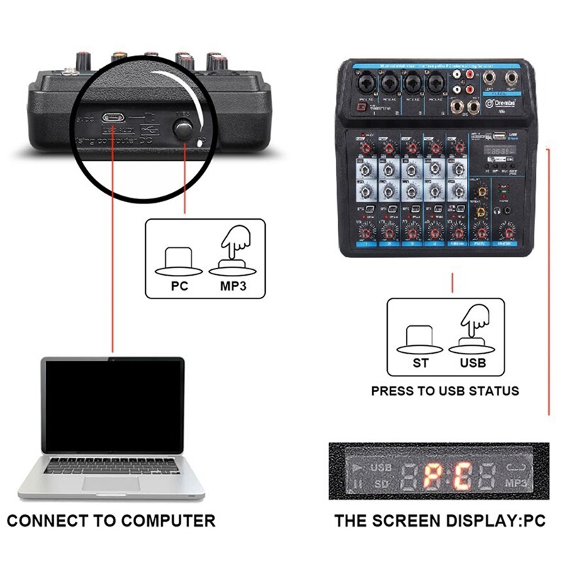 6 Channel Portable Digital o Mixer Console with So... – Vicedeal