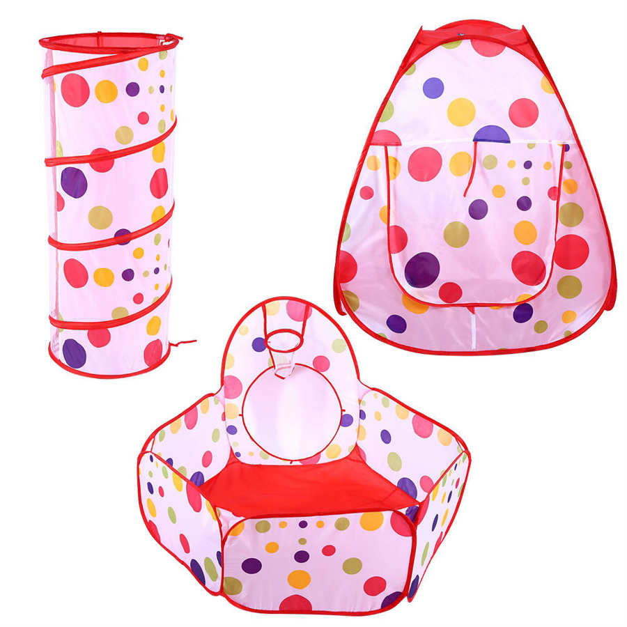 3 in 1 Childrens Tent Indoor Outdoor Baby Play Tent Crawl Tunnel Ball ...
