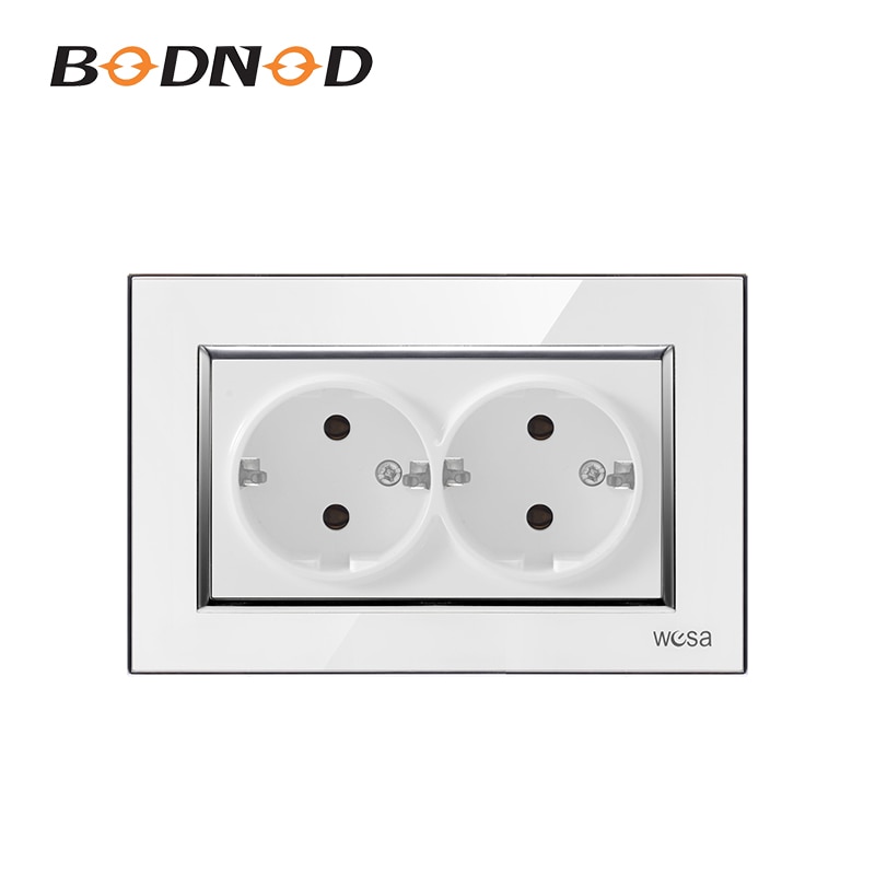 EU Two Socket White Acrylic Wall Schuko Socket Gro... – Vicedeal