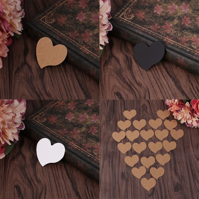 100Pcs Heart Shape Blank Kraft Paper Card Tag Labe... – Grandado