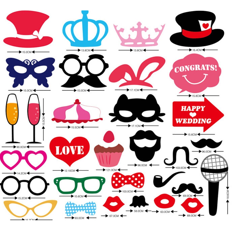 31 stks/set Wedding Photo Booth Props Party Decora... – Vicedeal