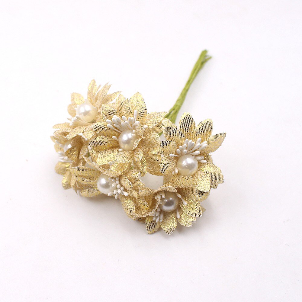 6Pcs Glitter Pearl Daisy Artificial Mini Flowers F... – Grandado