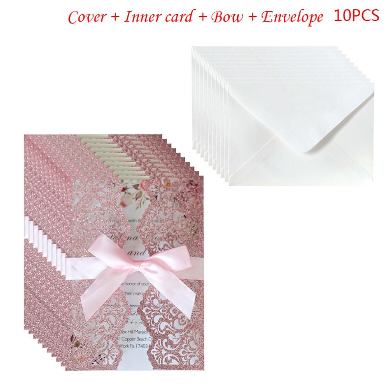 10pcs/set Wedding Invitations Card with Ribbon Hol... – Grandado