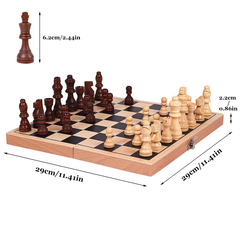Wooden Chess Set Folding Large Board With 32 Chess... – Grandado