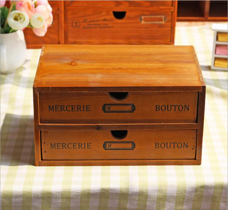 Wooden Storage Drawer Home Cosmetic Storage box 2D... – Grandado