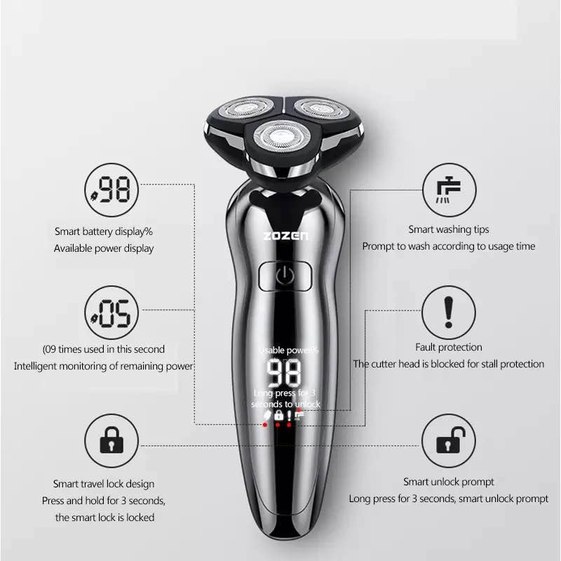 Digital Display Electric Shaver for Men Wet and Dr... – Grandado