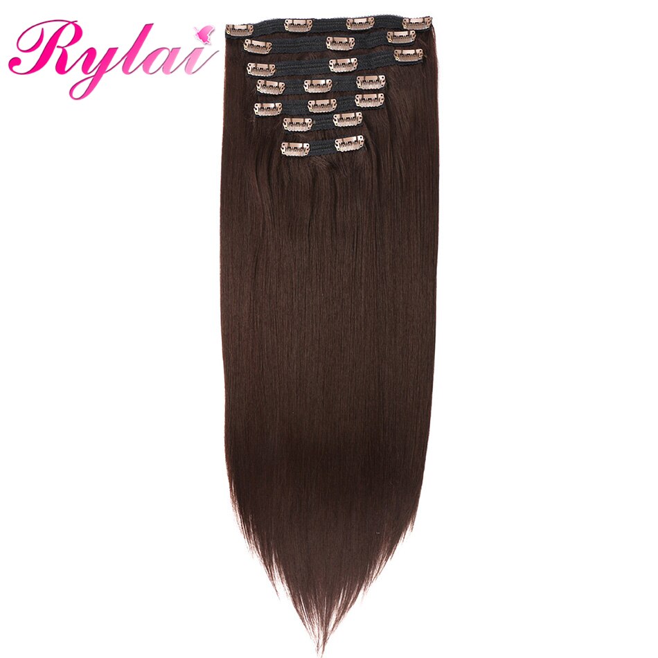 Synthetic Clip-in Extensions Long Straight Hairpie... – Grandado