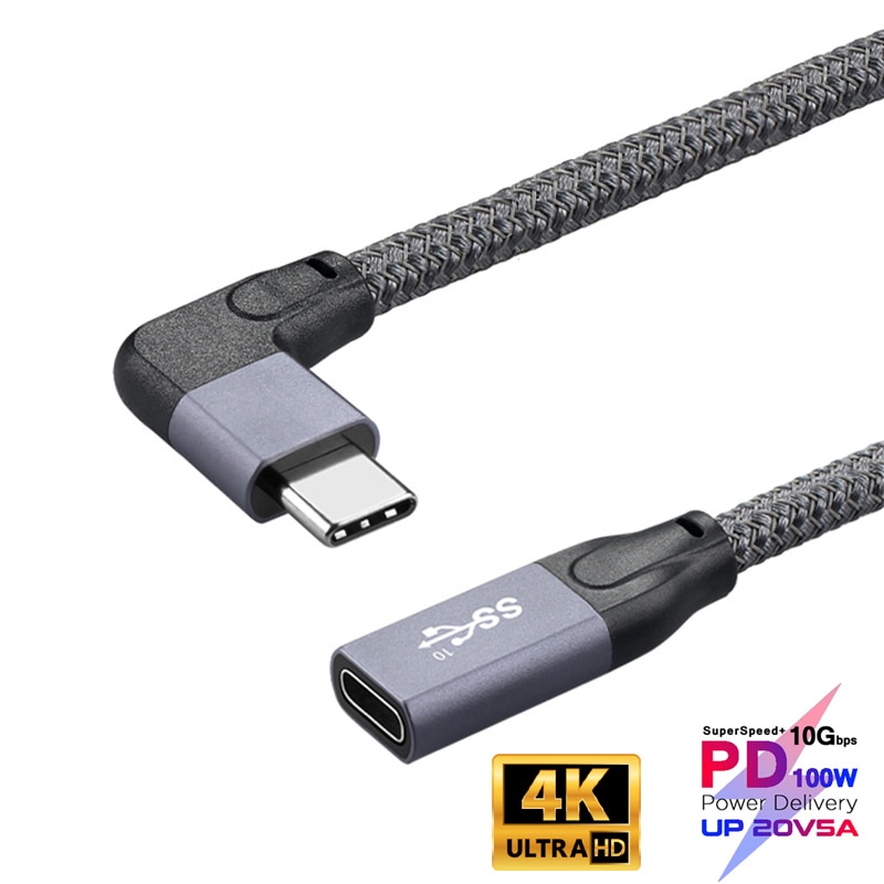 100W PD 5A Curved USB3.1 Type-C Extension Cable 4K... – Vicedeal