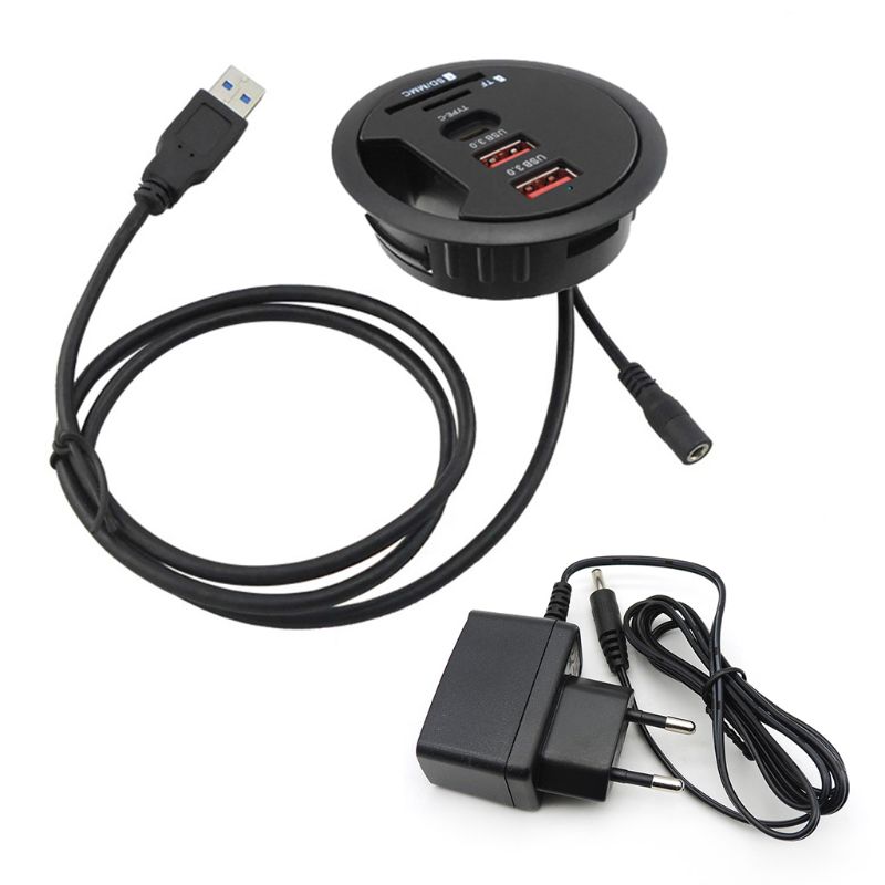 EU US Mount In Desk USB 3.0 Type C Hub TF/SD Card ... – Vicedeal