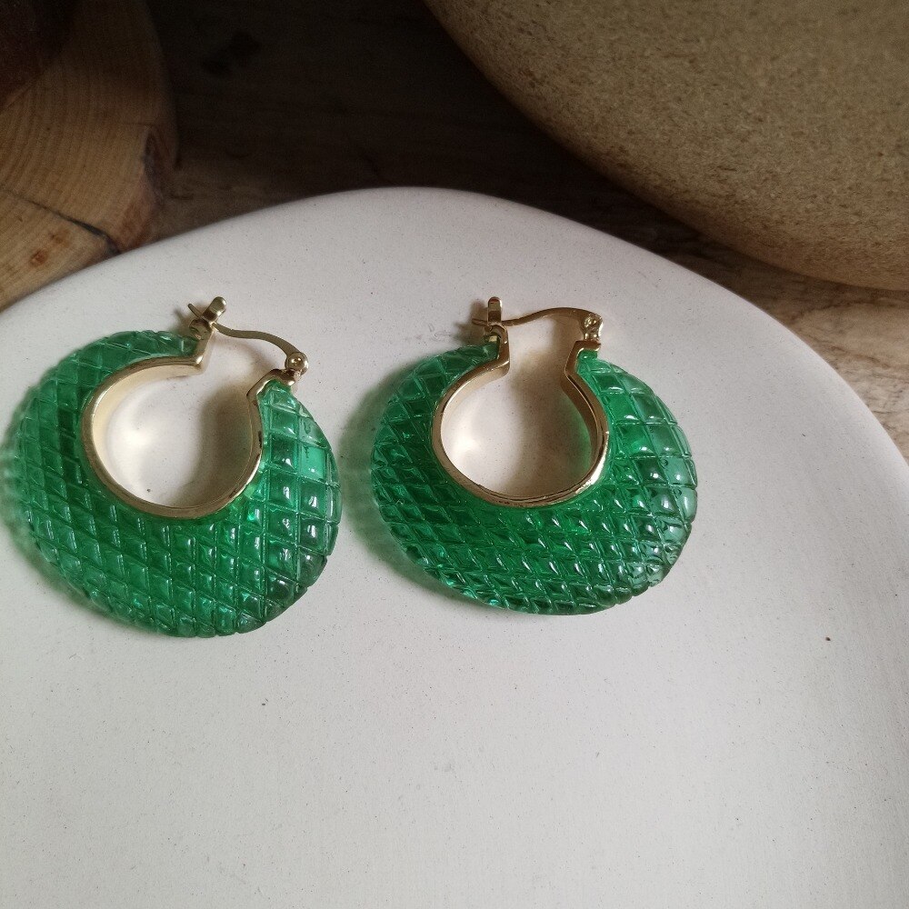 HUANZHI Transparent Green Resin Hyperbole Oval Hon... – Grandado