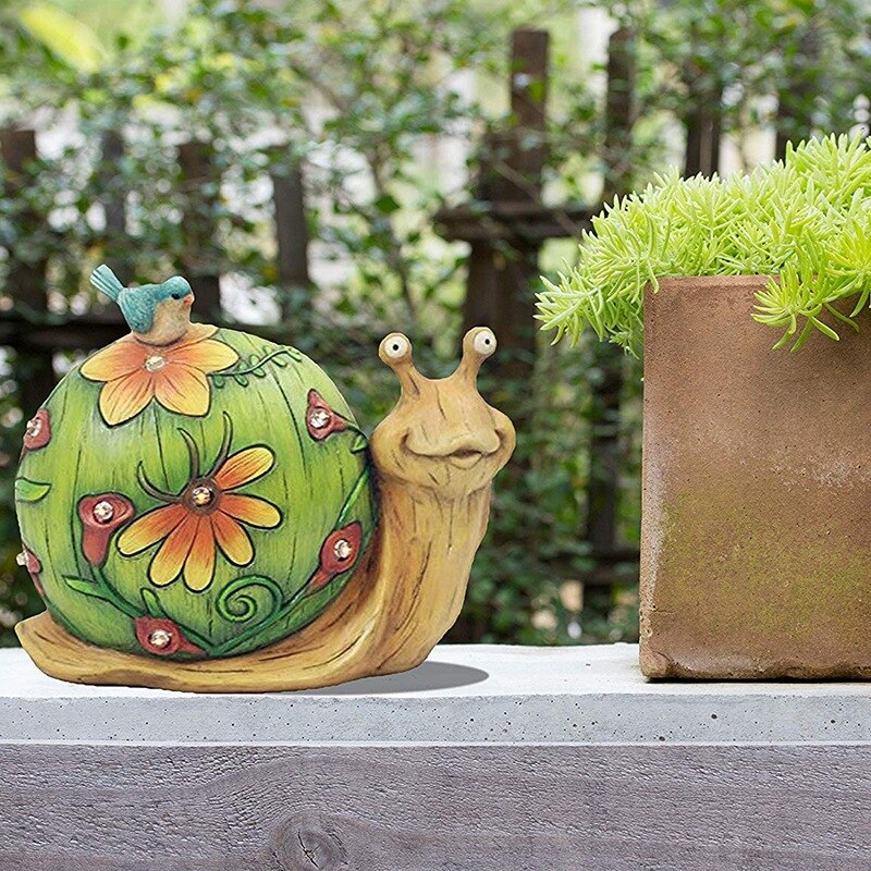 Tuin Standbeeld Slak Beeldje-Zonne-energie Hars Di... – Grandado