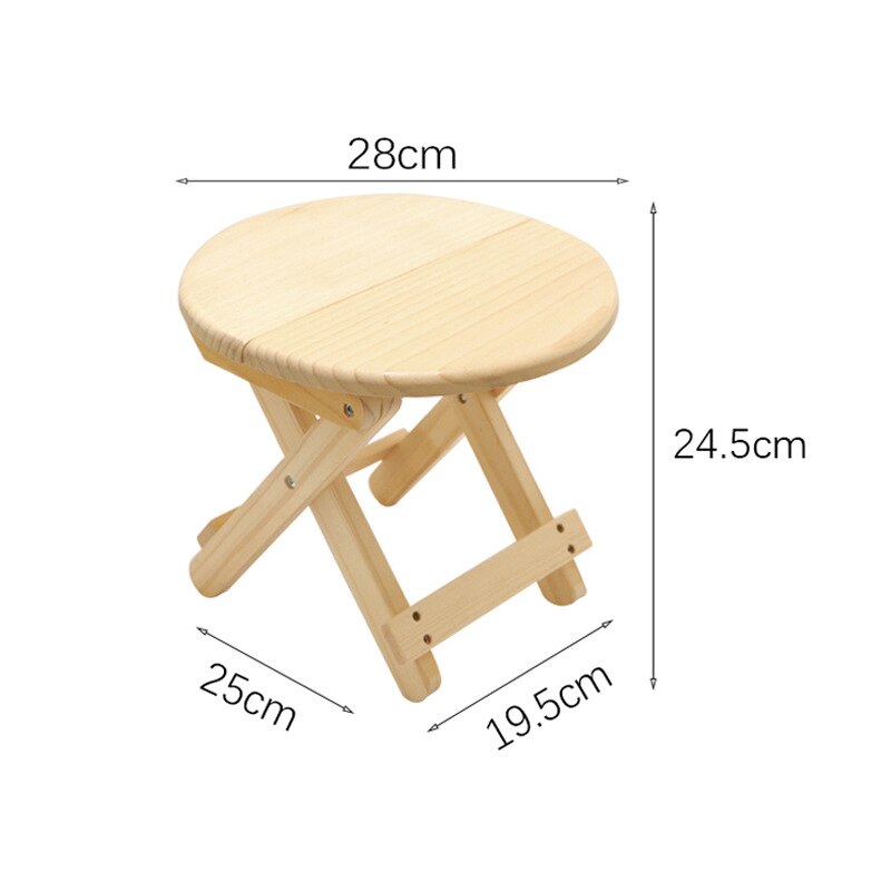 Pine wood folding stool portable household solid w... – Grandado