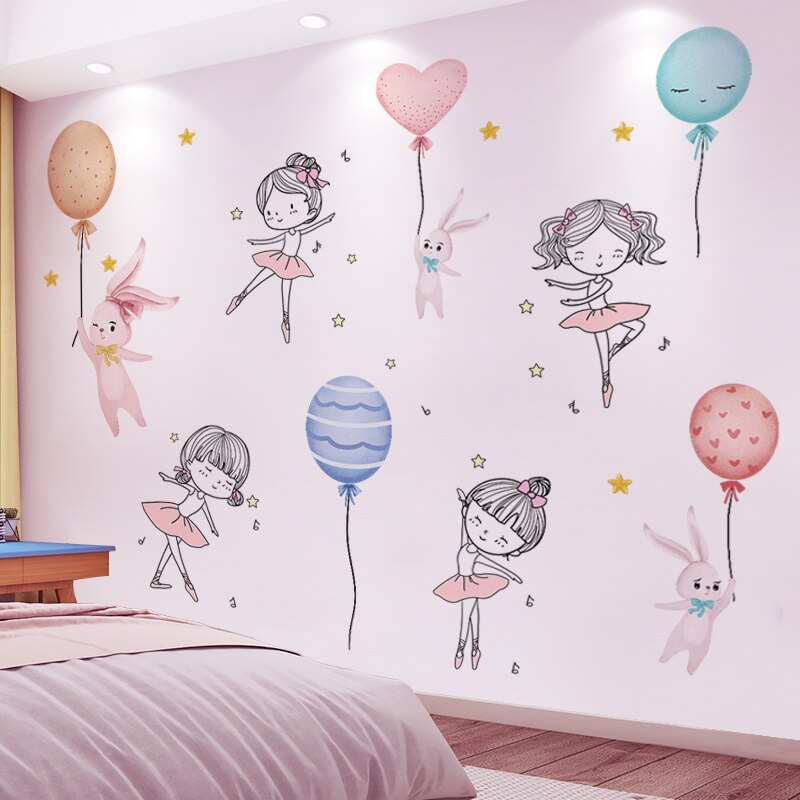 [shijuekongjian] Balloons Rabbits Wall Sticker DIY... – Grandado