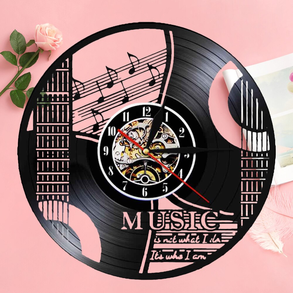 Vinyl Record Wall Clock Musical Note Instrument Wa... – Vicedeal