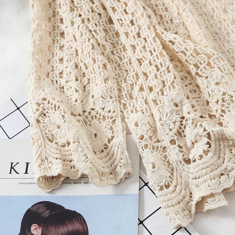Open Lace Cardigan Crocheted Hollow Out Shrug Fema... – Grandado