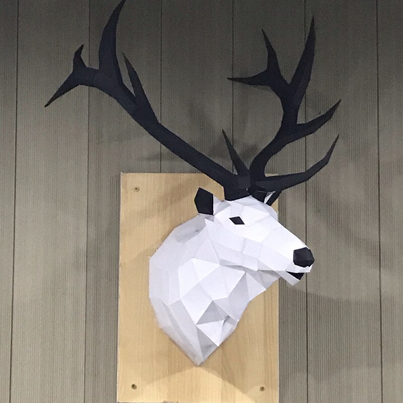 3D Paper Model Elk Head Geometric Origami Modern C... – Grandado