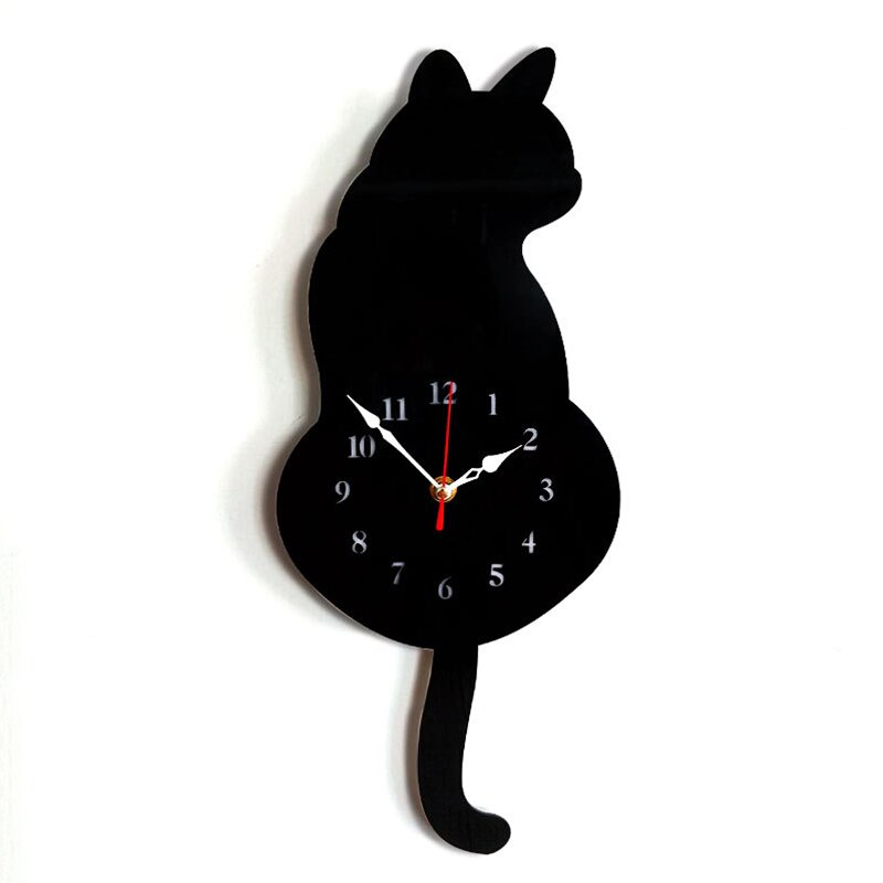 Cute Wagging Tail Cat Dog Wall Clock Kids Bedroom ... – Grandado