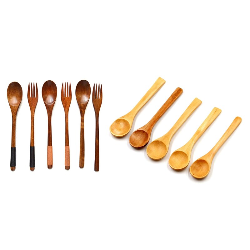 11 Pcs Tableware: 5 Pcs 12Cm Small Wooden Spoons K... – Grandado