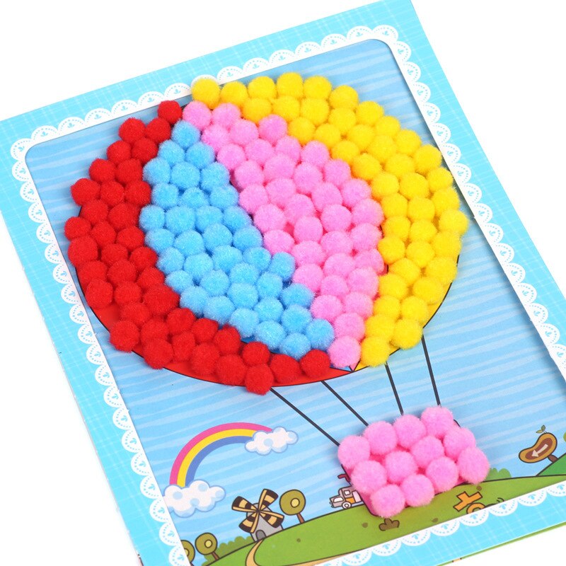 Kids DIY Pompom Ball Paper Painting Stickers Child... – Grandado