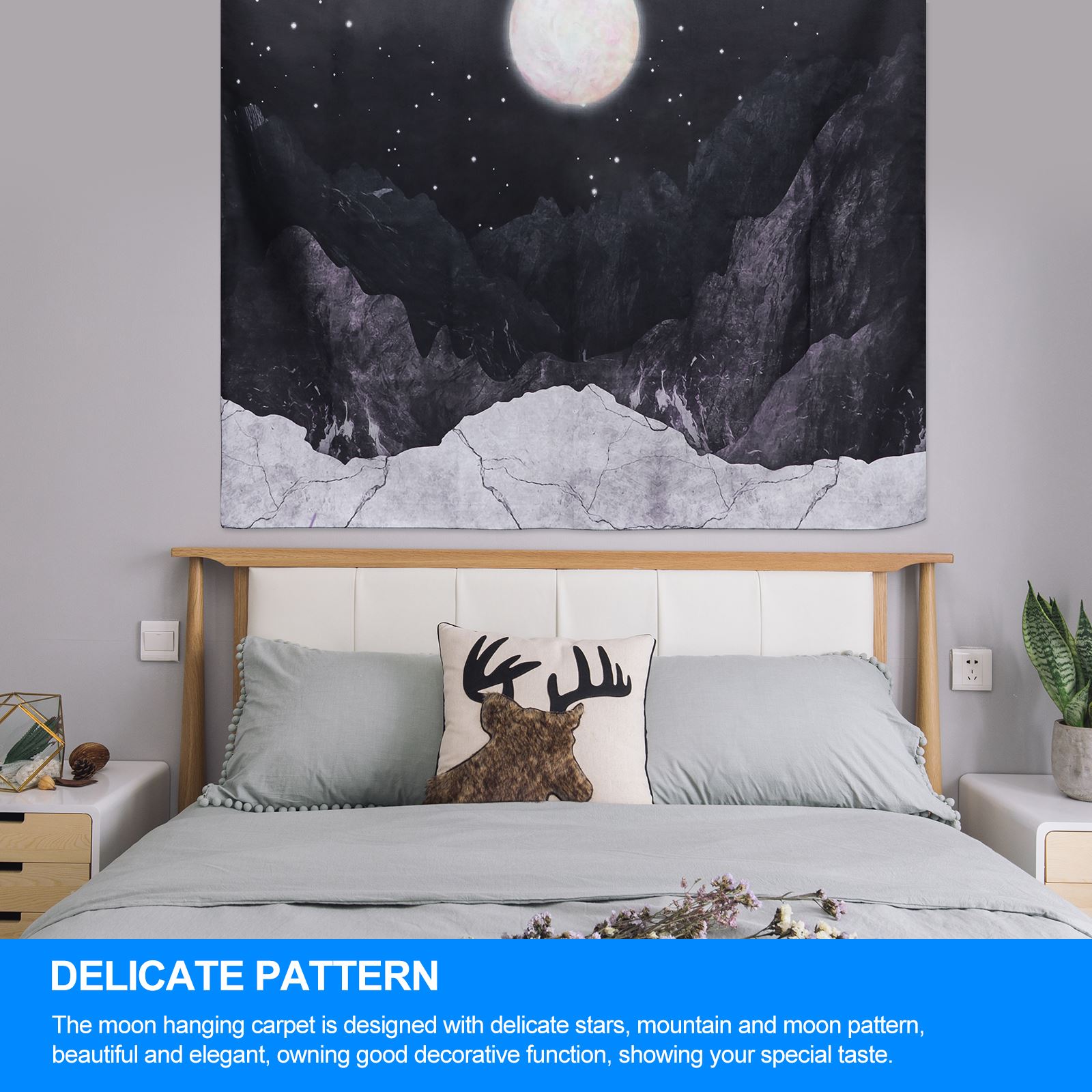 Night Moon Muur Opknoping Tapijt Home Decor Muur D... – Grandado