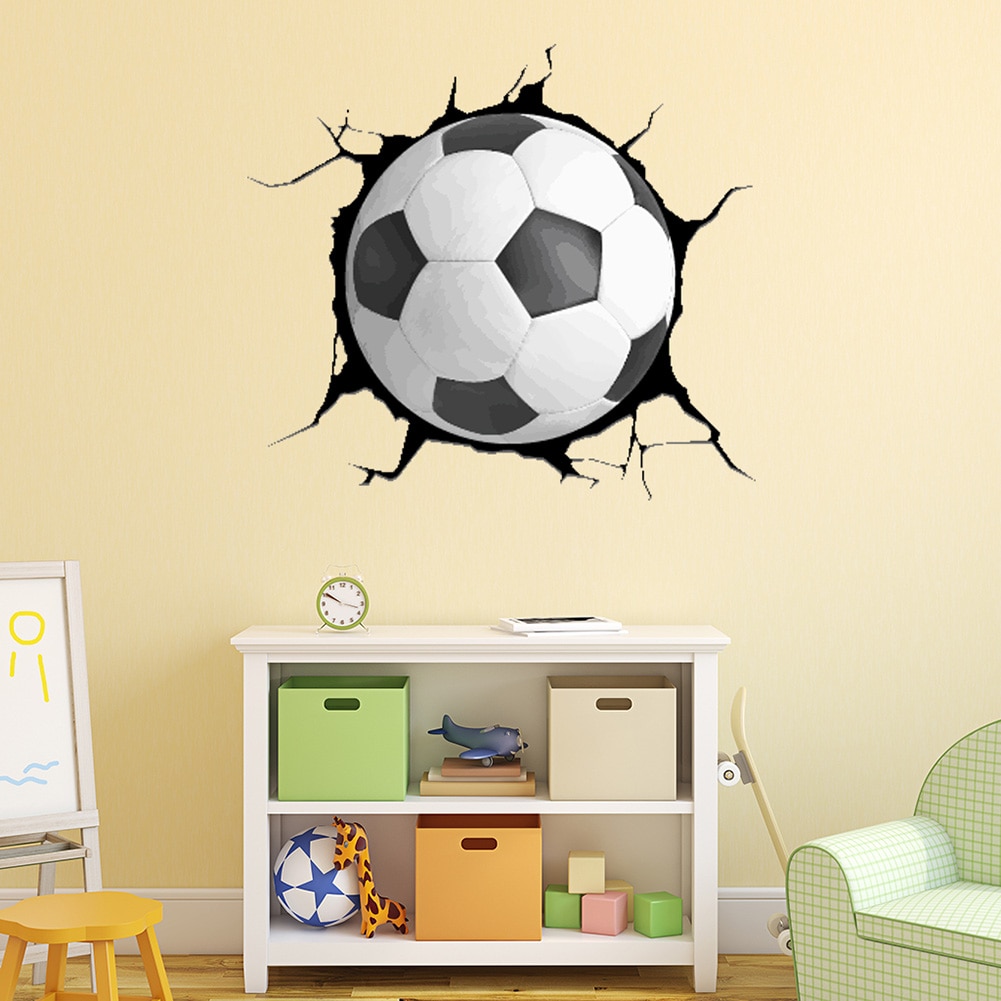 3D Football Broken Window Sticker Sports Home Deco... – Grandado