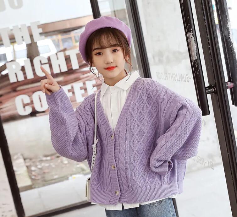 Cardigan en tricot pour adolescentes, manteau pull... – Grandado