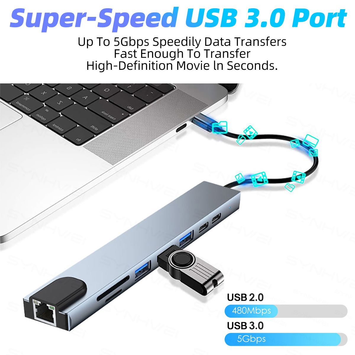 8 In 1 Usb 3.0 Hub Voor Laptop Pc Computer Lading ... – Vicedeal