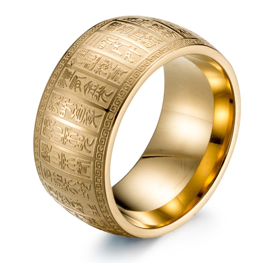 Wide 11mm Chinese Amulet Mantra Rune Rings for Men... – Vicedeal